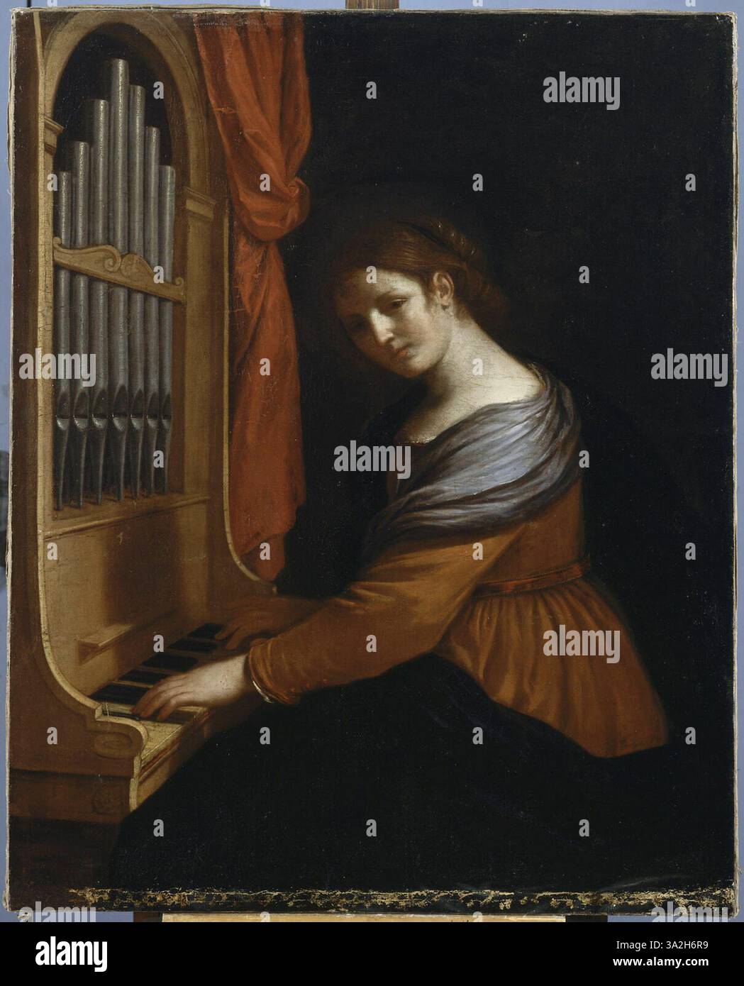 This artwork portrays Saint Cecilia, the patron saint of music ...