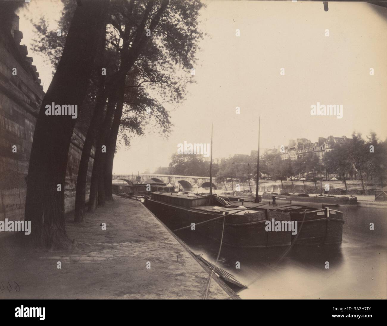 A 1923 photograph by Eugène Atget of the Pont Marie in Paris. The image ...