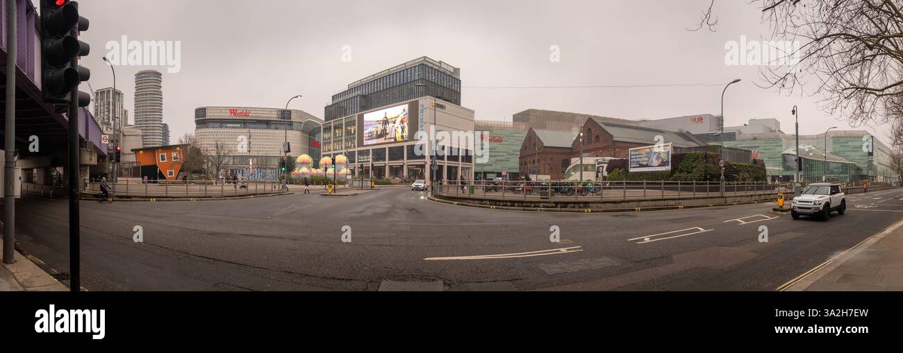 LONDON- FEBRUARY 11 2025: Panoramic view of Westfield London, large ...