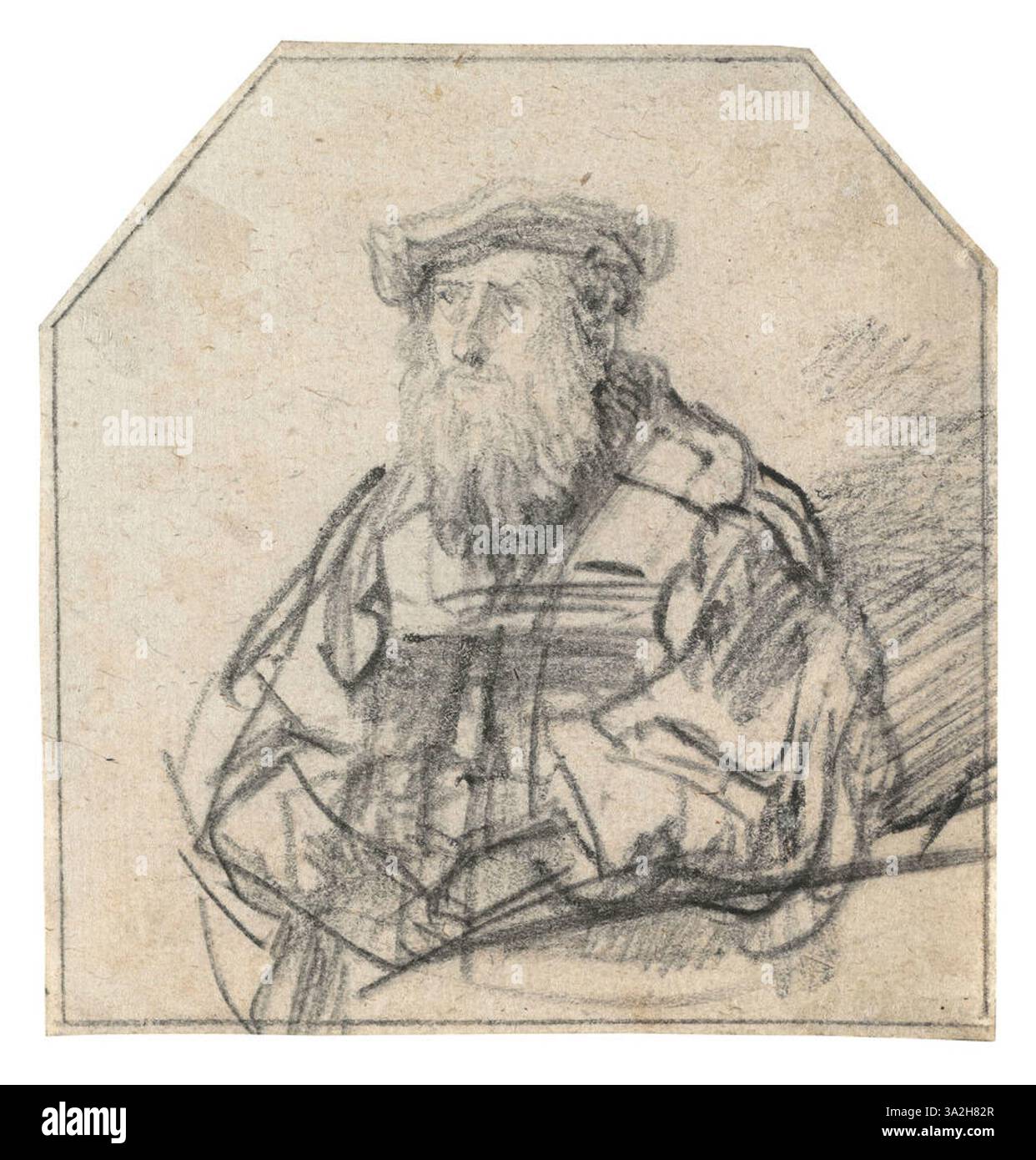 In this portrait, Rembrandt depicts an elderly bearded man wearing a ...