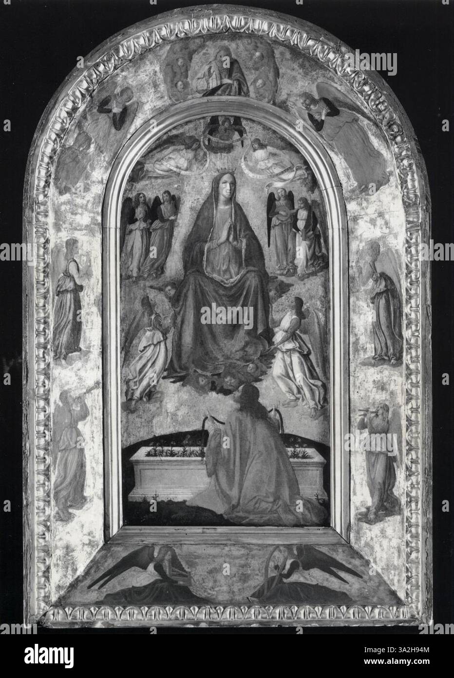 Rosselli’s 'Madonna della Cintola' depicts the Madonna with the Christ Child, emphasizing the ...