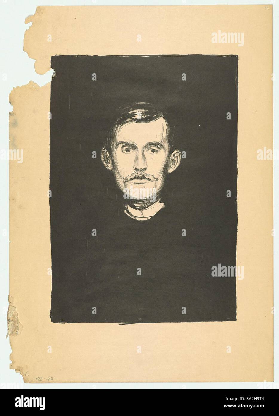 This self-portrait by Edvard Munch features the artist with a ...