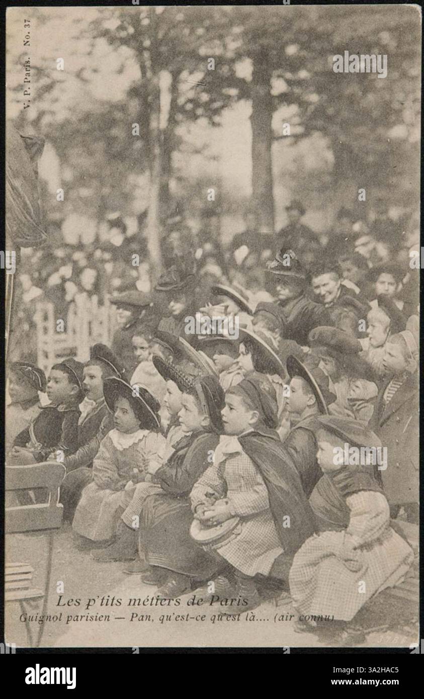 This photograph features a scene from a Parisian Guignol puppet show ...