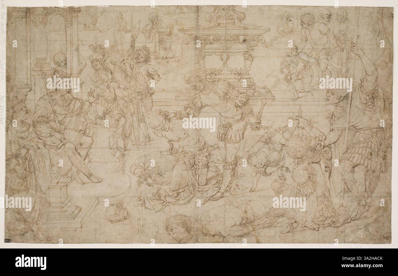 A scene of beheading, known as Halshugningsscene, painted by Andrea ...