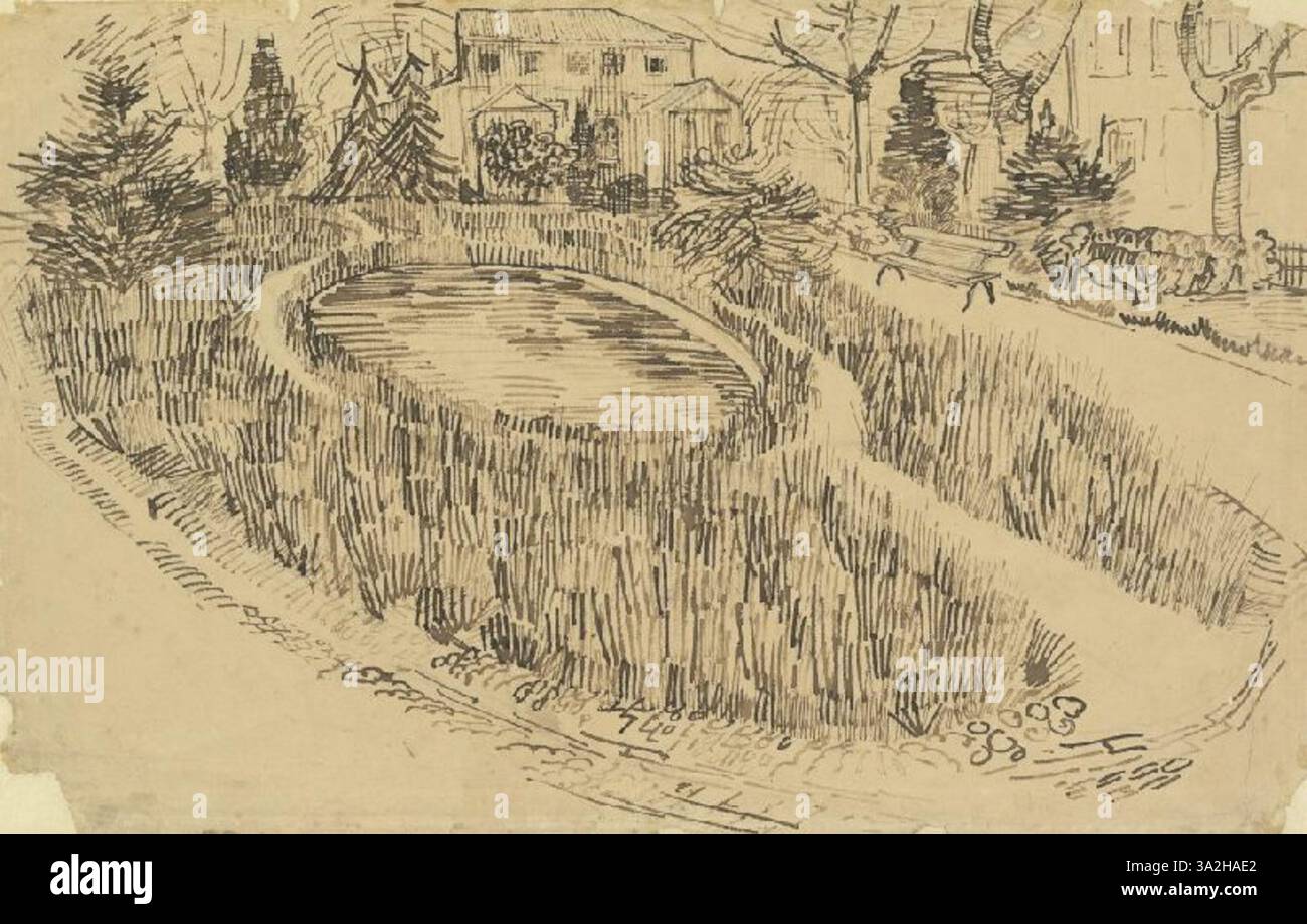 Vincent van Gogh’s oil painting depicts a natural scene with rich ...