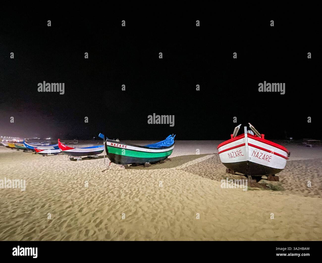 Portugal, Nazare, fishing boat on the beach Stock Photo - Alamy