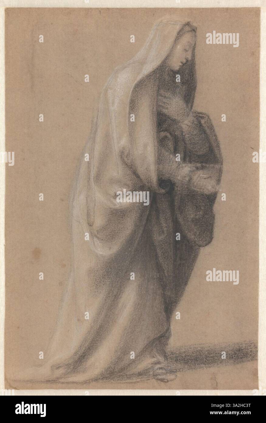 Mariotto Albertinelli's study for the Virgin in the 'Visitation' (Uffizi, Florence) shows the ...