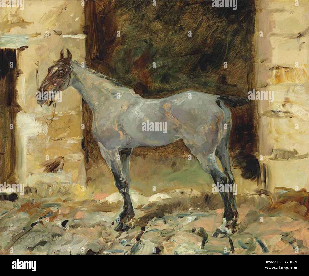 This work features a tied horse, demonstrating Toulouse-Lautrec's ...