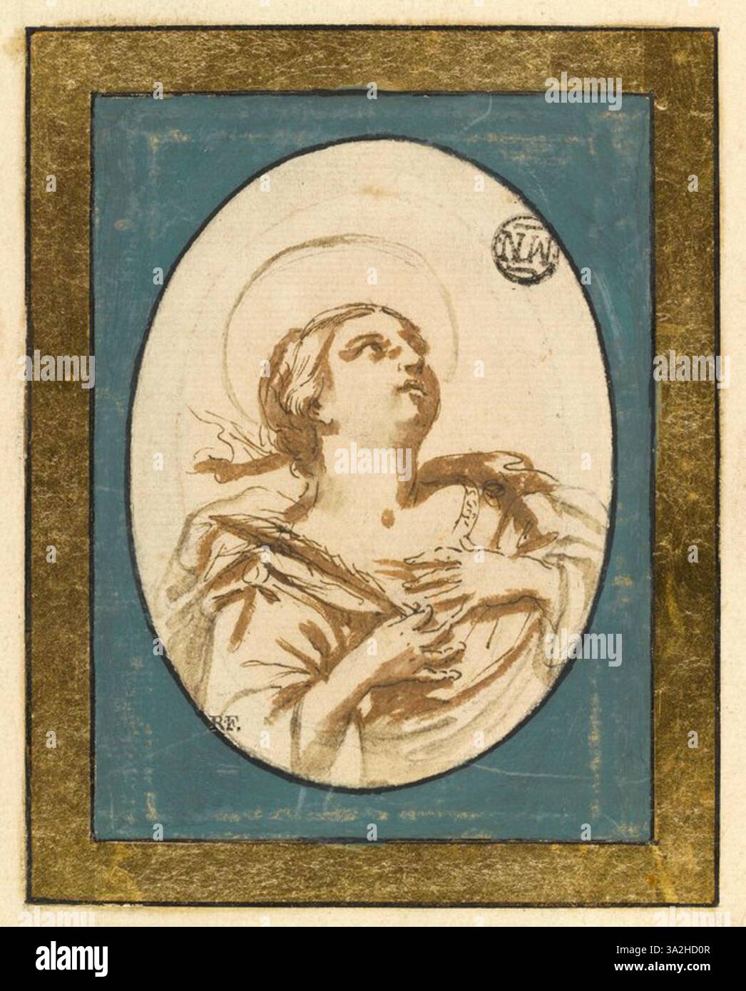 A study by Guido Reni after a religious bust, depicting a saint with eyes gazing upward ...