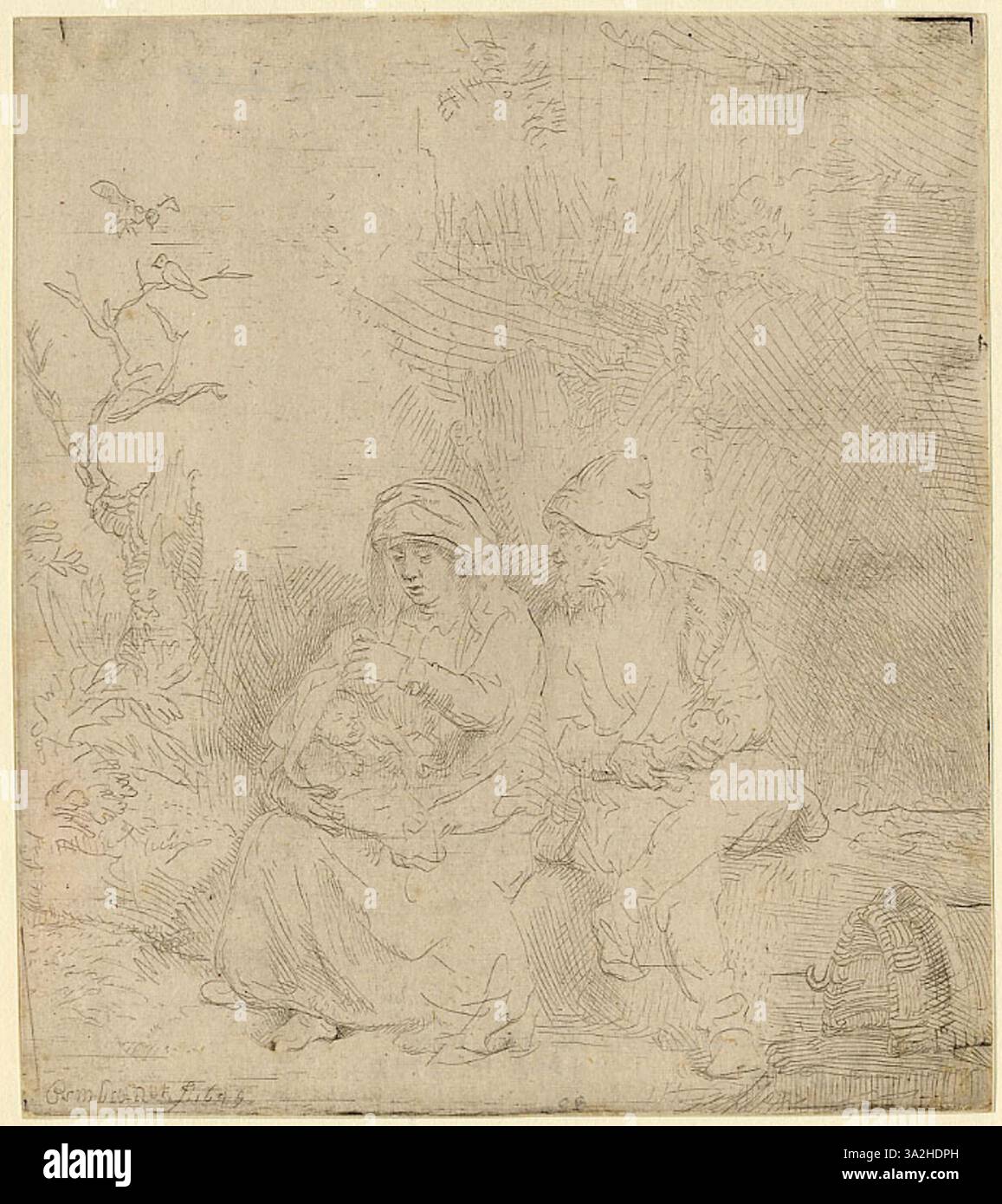 A classic example of Rembrandt's etching technique, this work ...