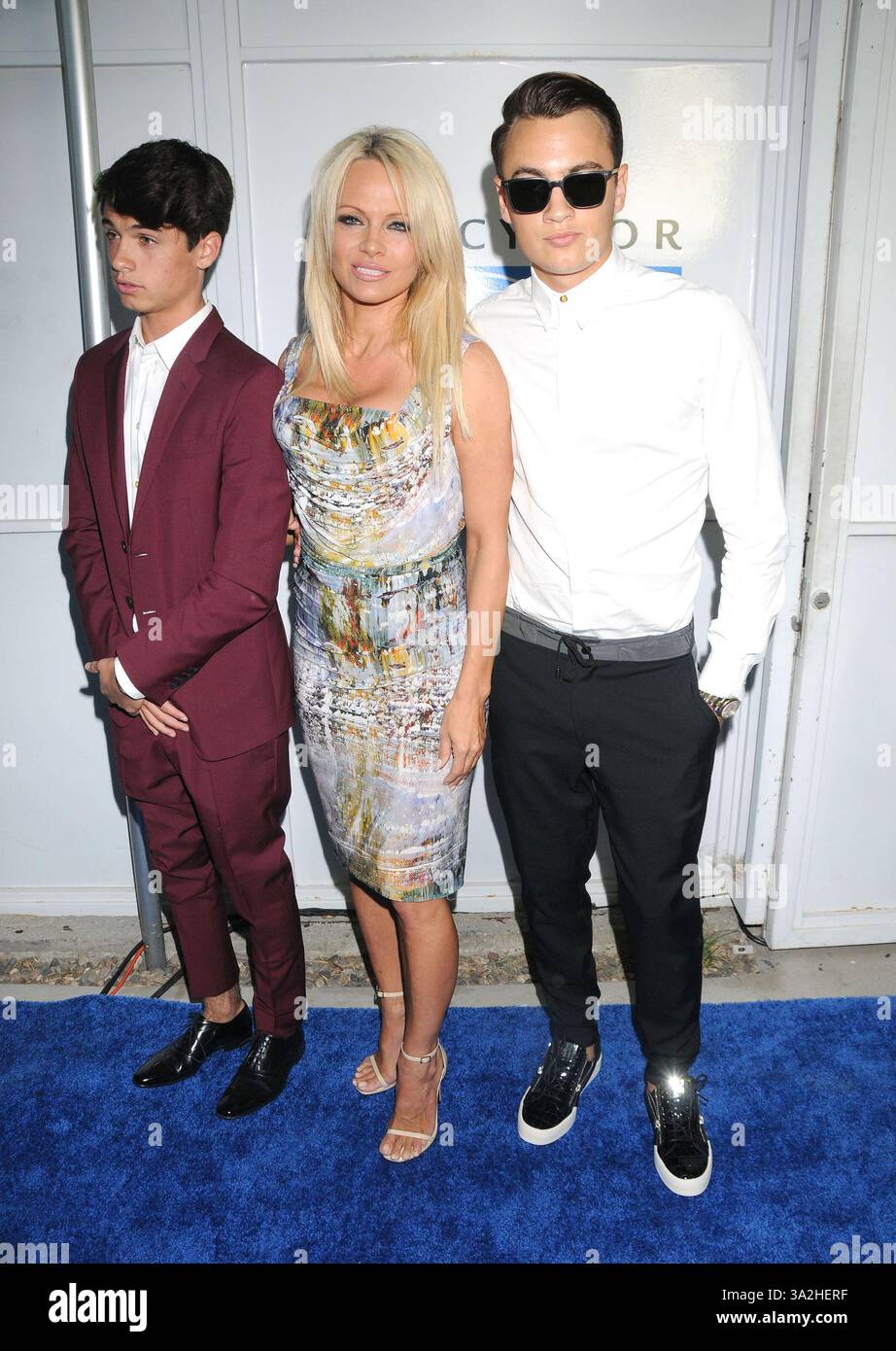 Dylan Jagger Lee, Pamela Anderson, Brandon Thomas Lee at the Mercy For ...