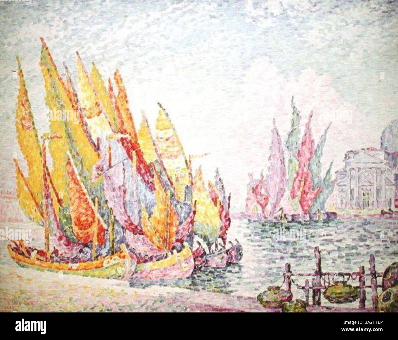 Paul Signac’s painting 465 shows a dynamic seascape, with his signature ...