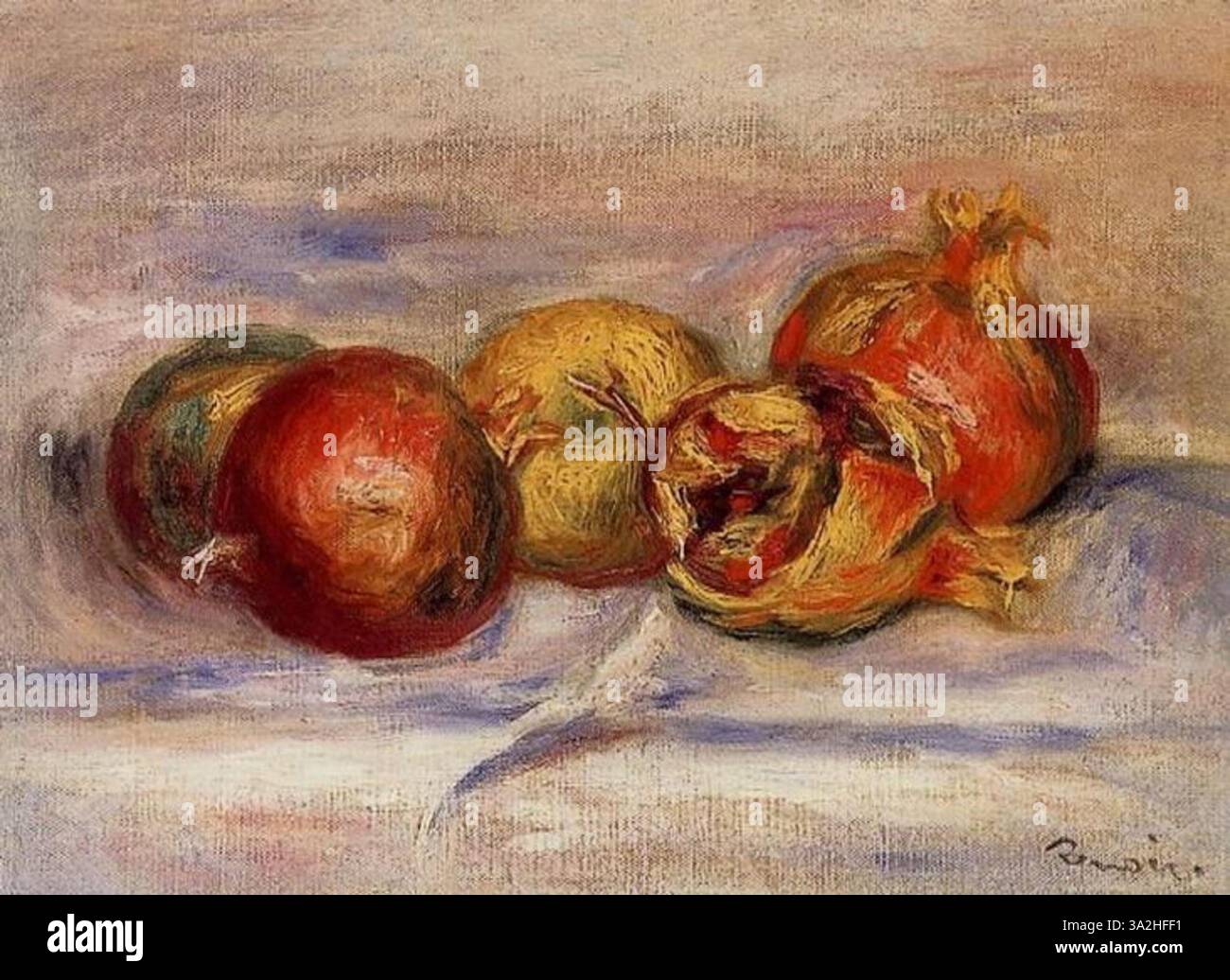 In '3 Grenades & 2 Pommes,' Renoir creates a still-life composition of ...