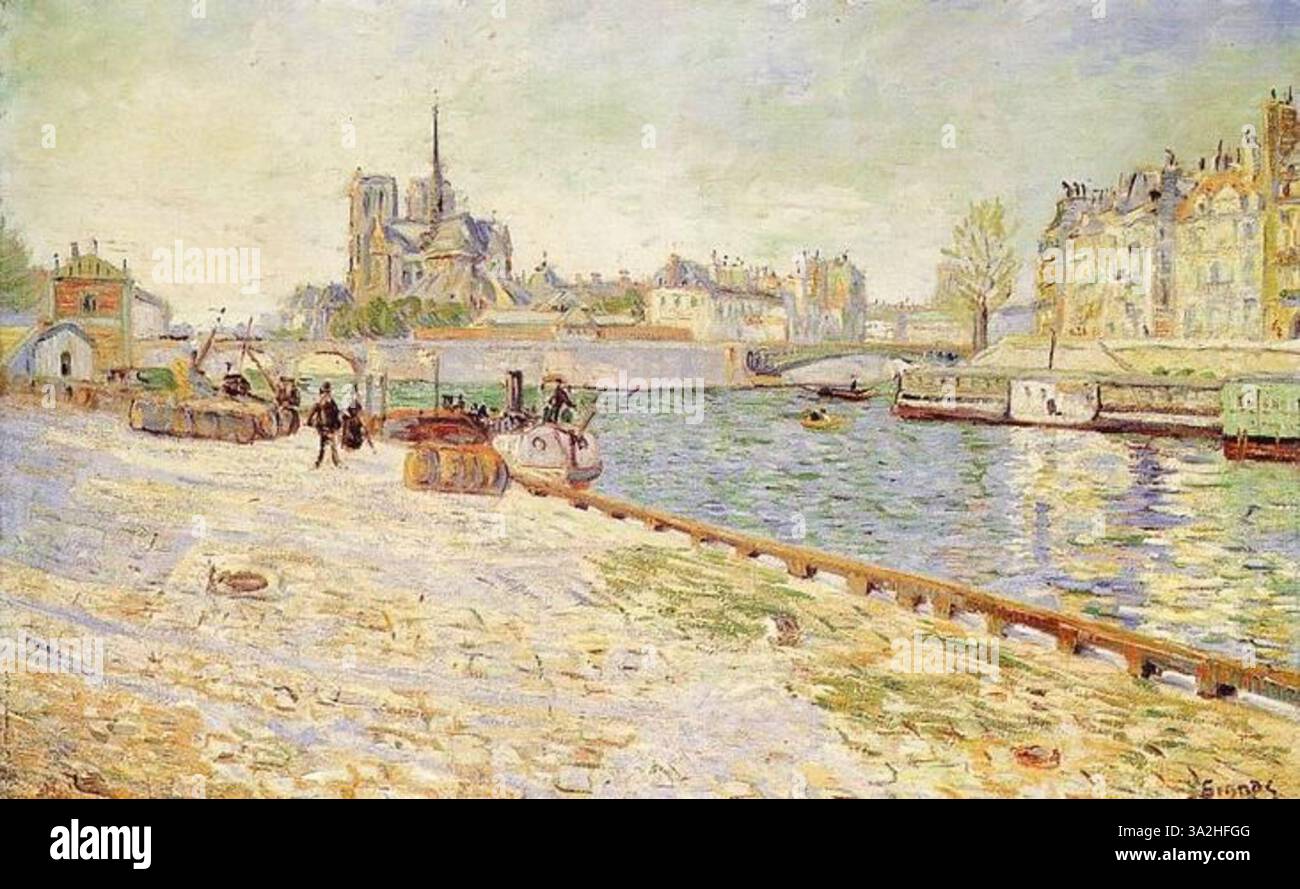 A depiction of Notre-Dame and Île Saint-Louis in Paris by Paul Signac ...