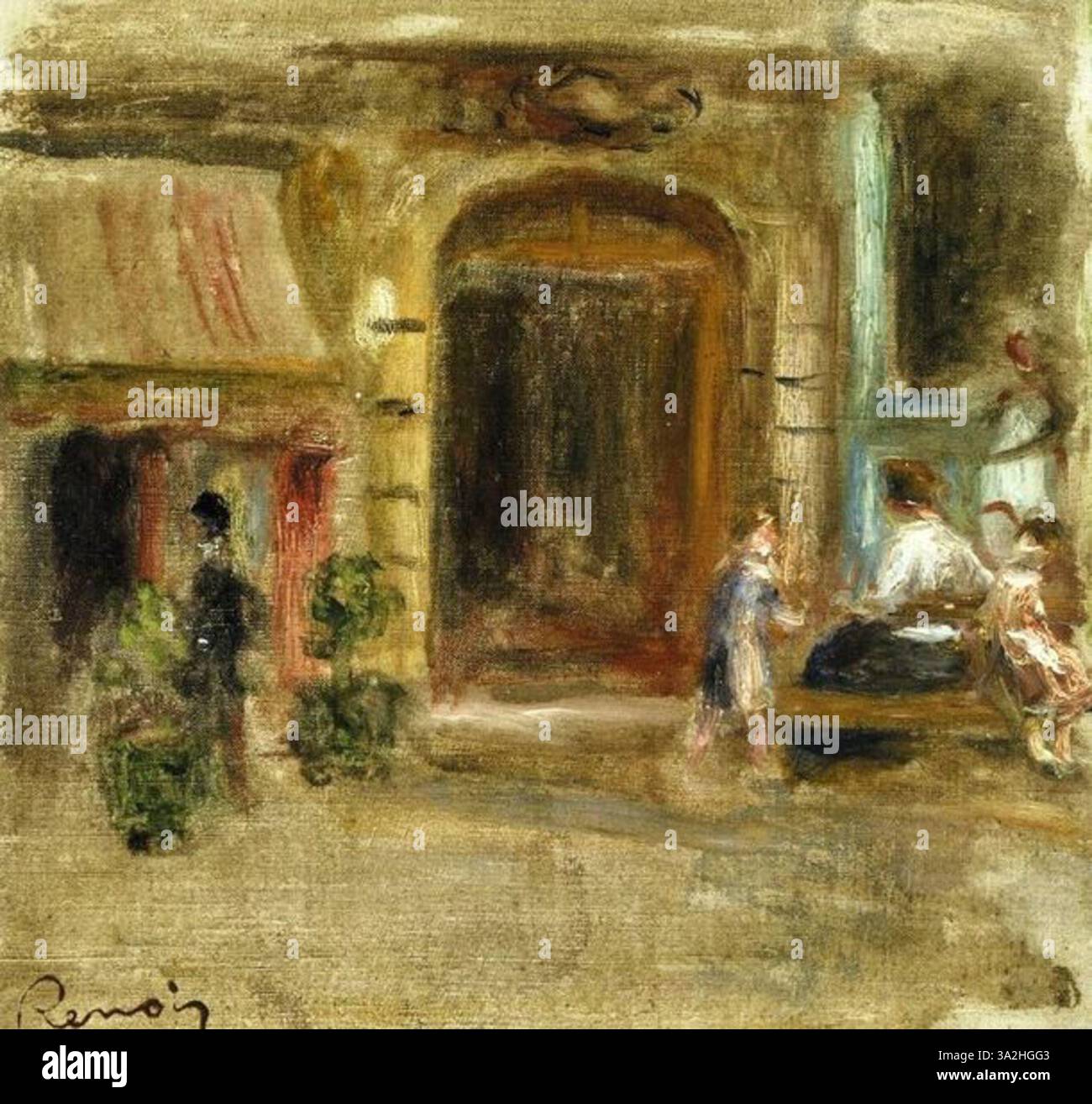 Renoir captures a street scene in Caulincourt, with figures strolling ...