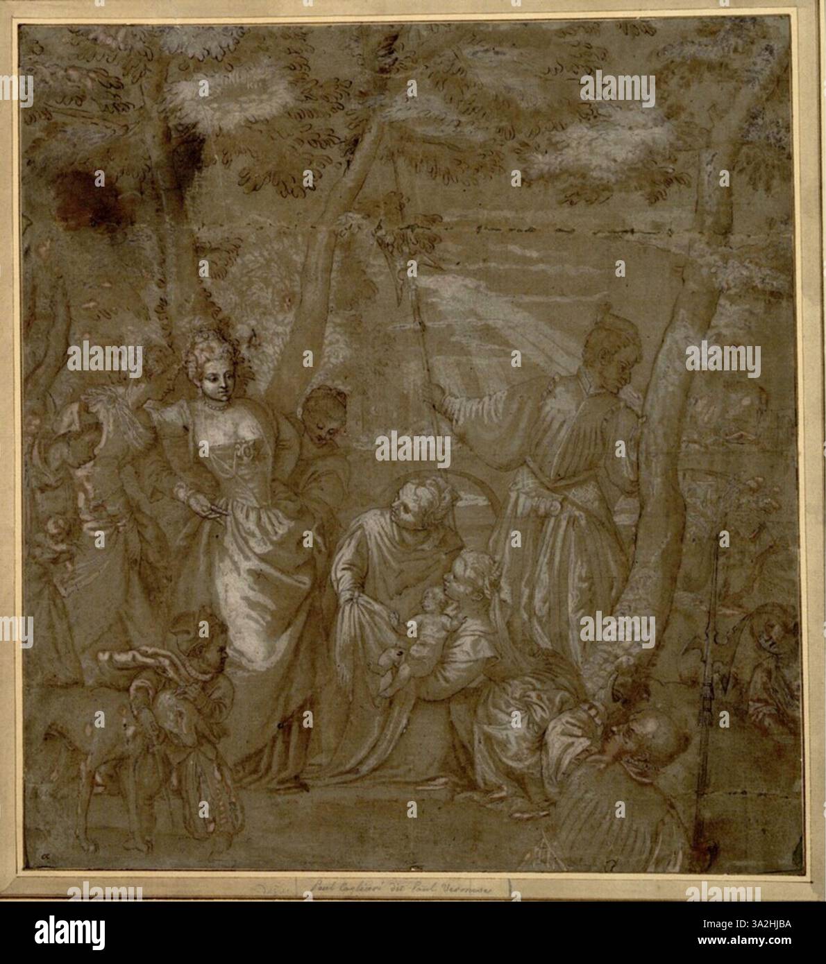 This artwork, titled 'The Finding of Moses,' depicts the biblical scene ...