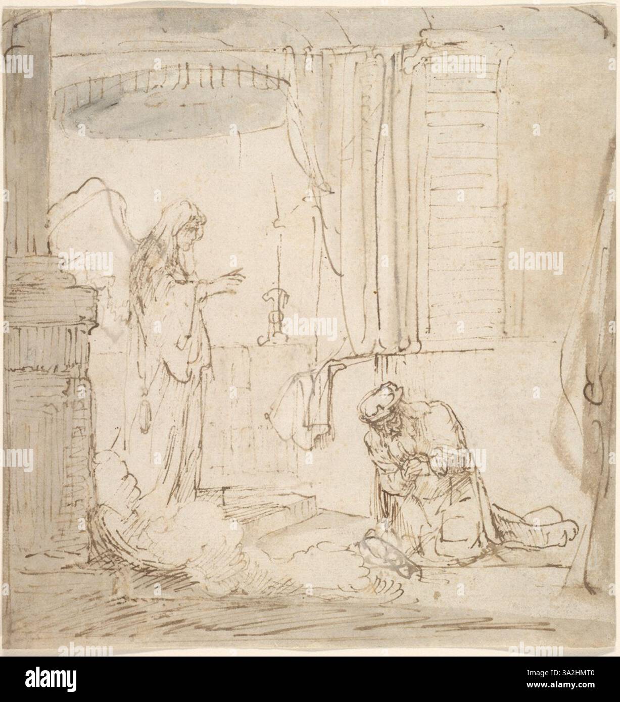 This is a copy of Rembrandt’s 'The Angel Gabriel Appearing to Zachariah ...