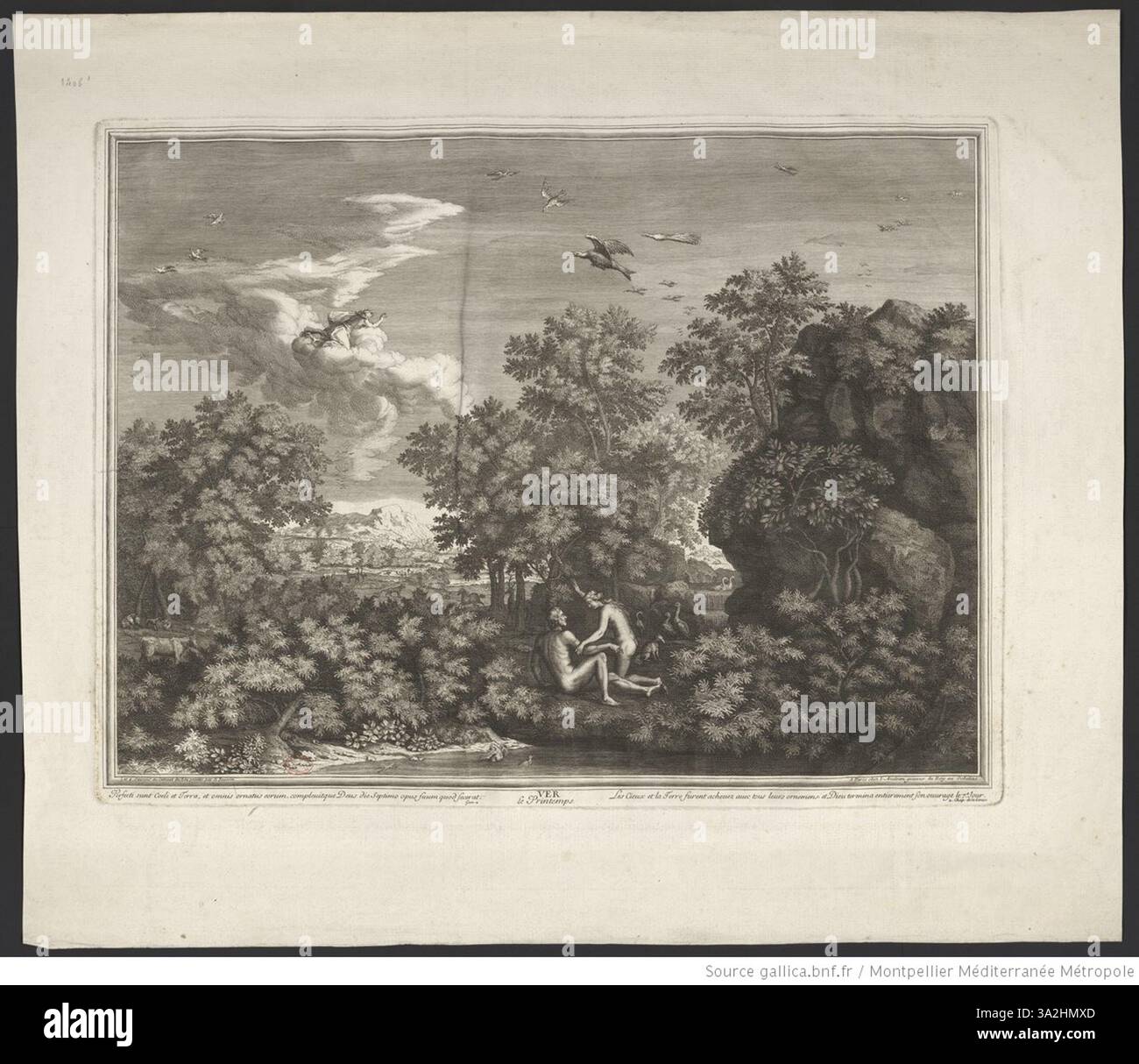 Jean Audran’s engraving of Spring, inspired by Poussin’s depiction of ...