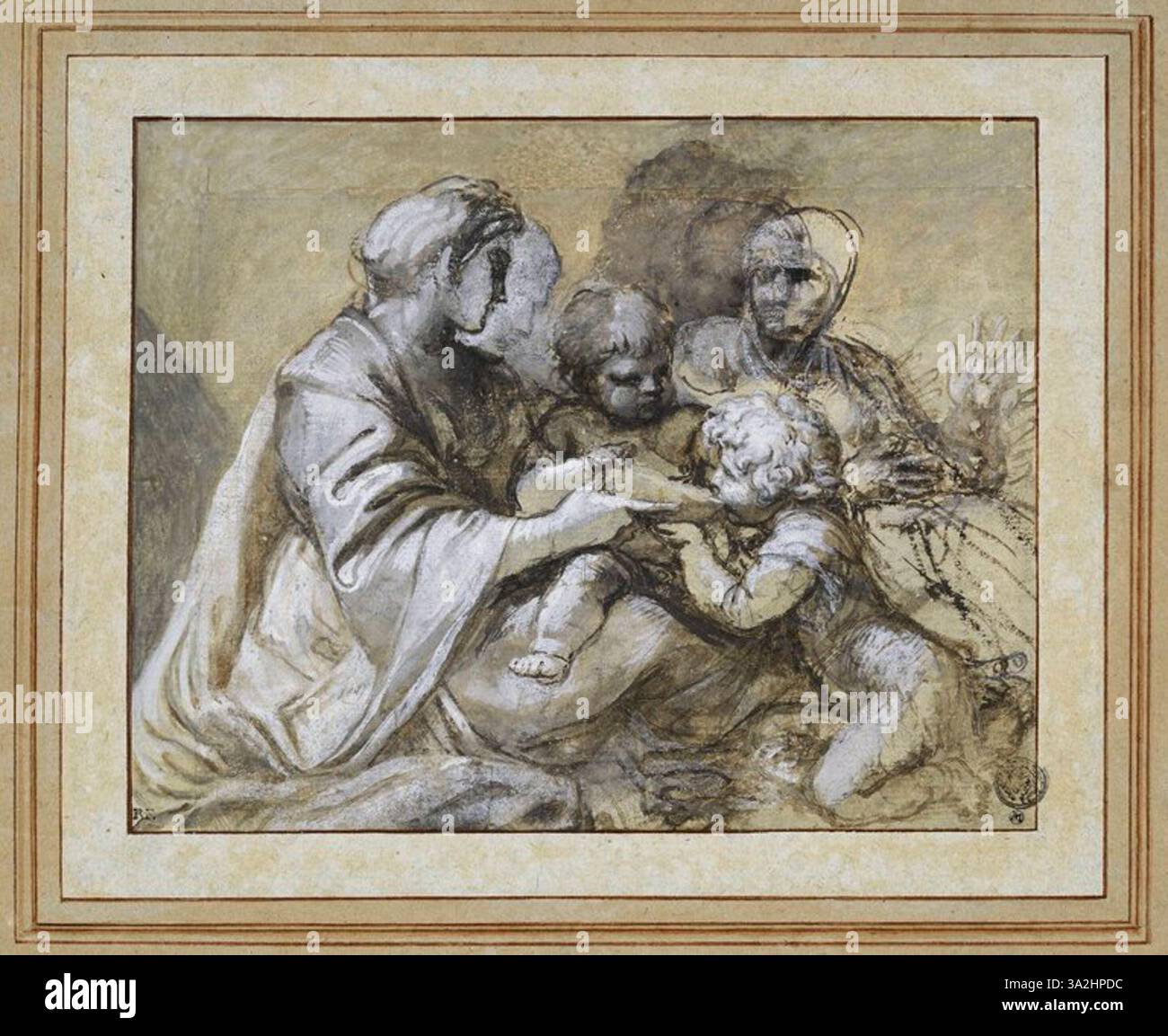 This drawing by Annibale Carracci depicts the Virgin Mary with a bowl ...
