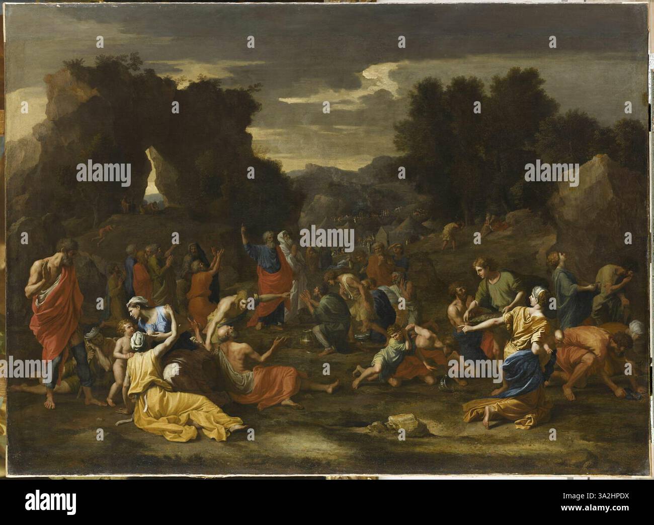 'La Manne' by Nicolas Poussin (1638-1639) depicts the biblical scene of manna from heaven ...