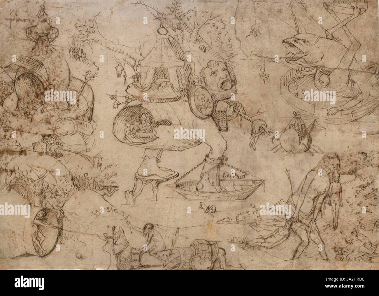 A piece from Hieronymus Bosch's workshop depicting a tree-man figure ...