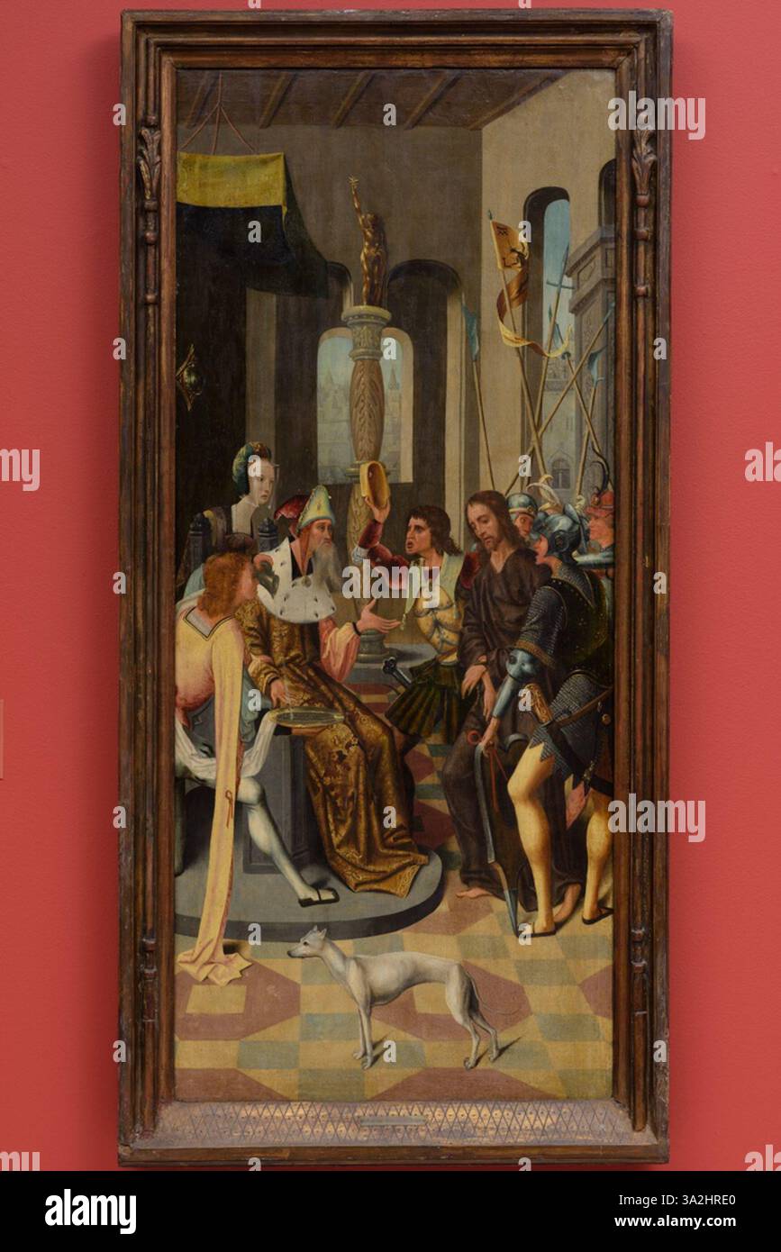 The scene shows Christ before Pontius Pilate, depicted by Adriaen van ...