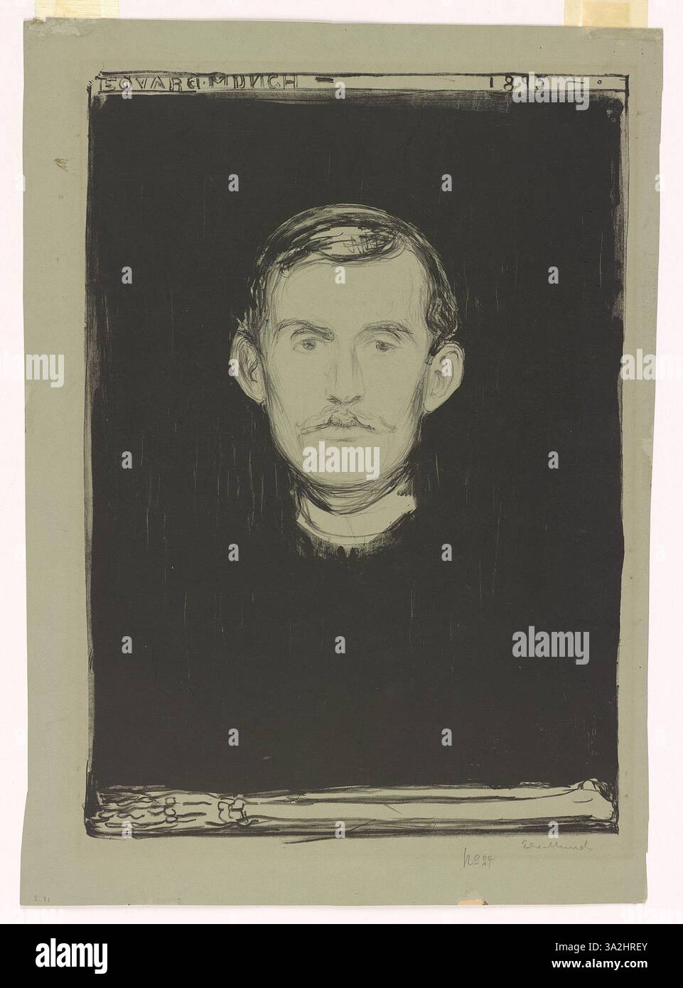 This self-portrait by Edvard Munch features a contemplative expression ...