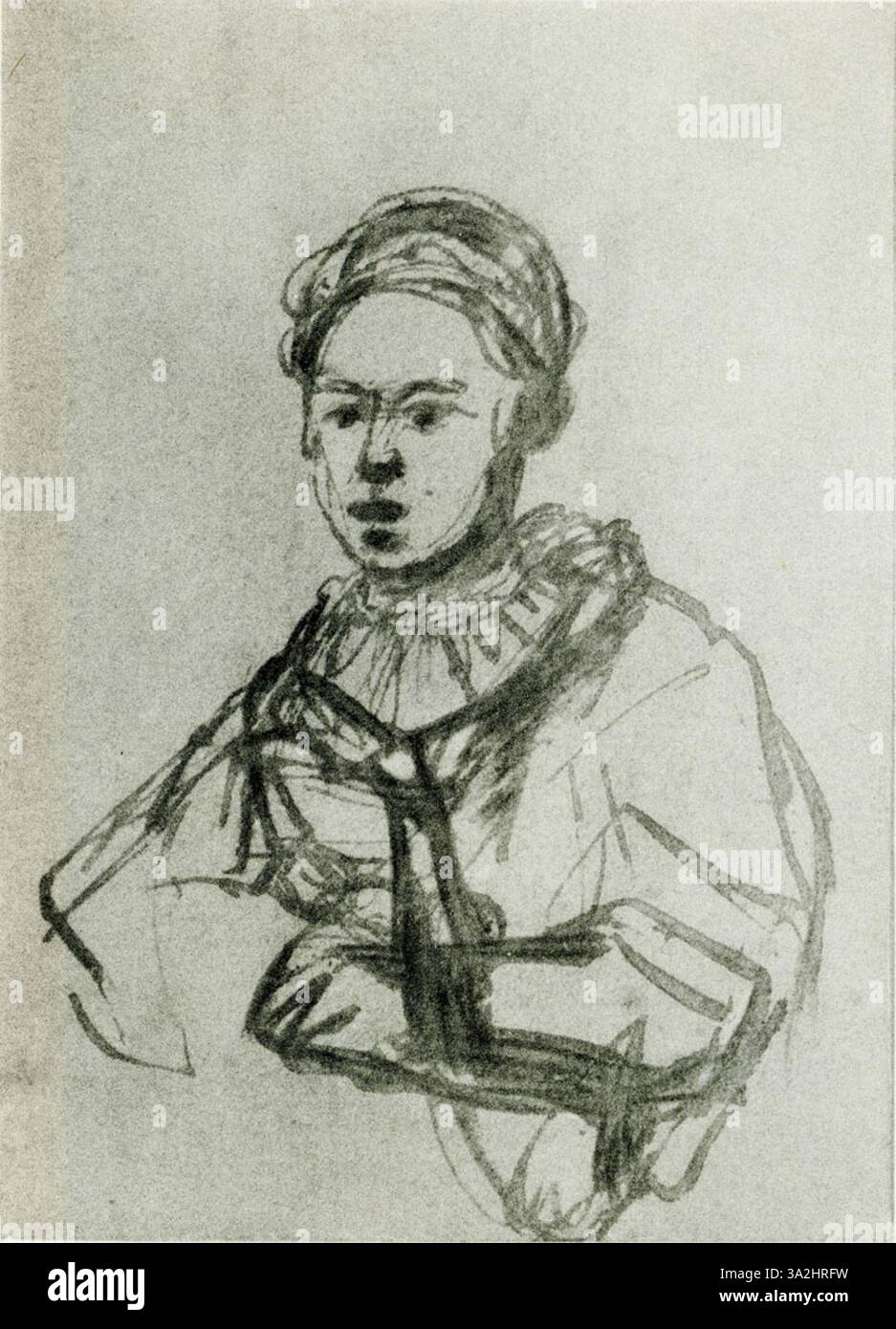 This drawing, cataloged as Benesch 0436, presents a figure study with a ...