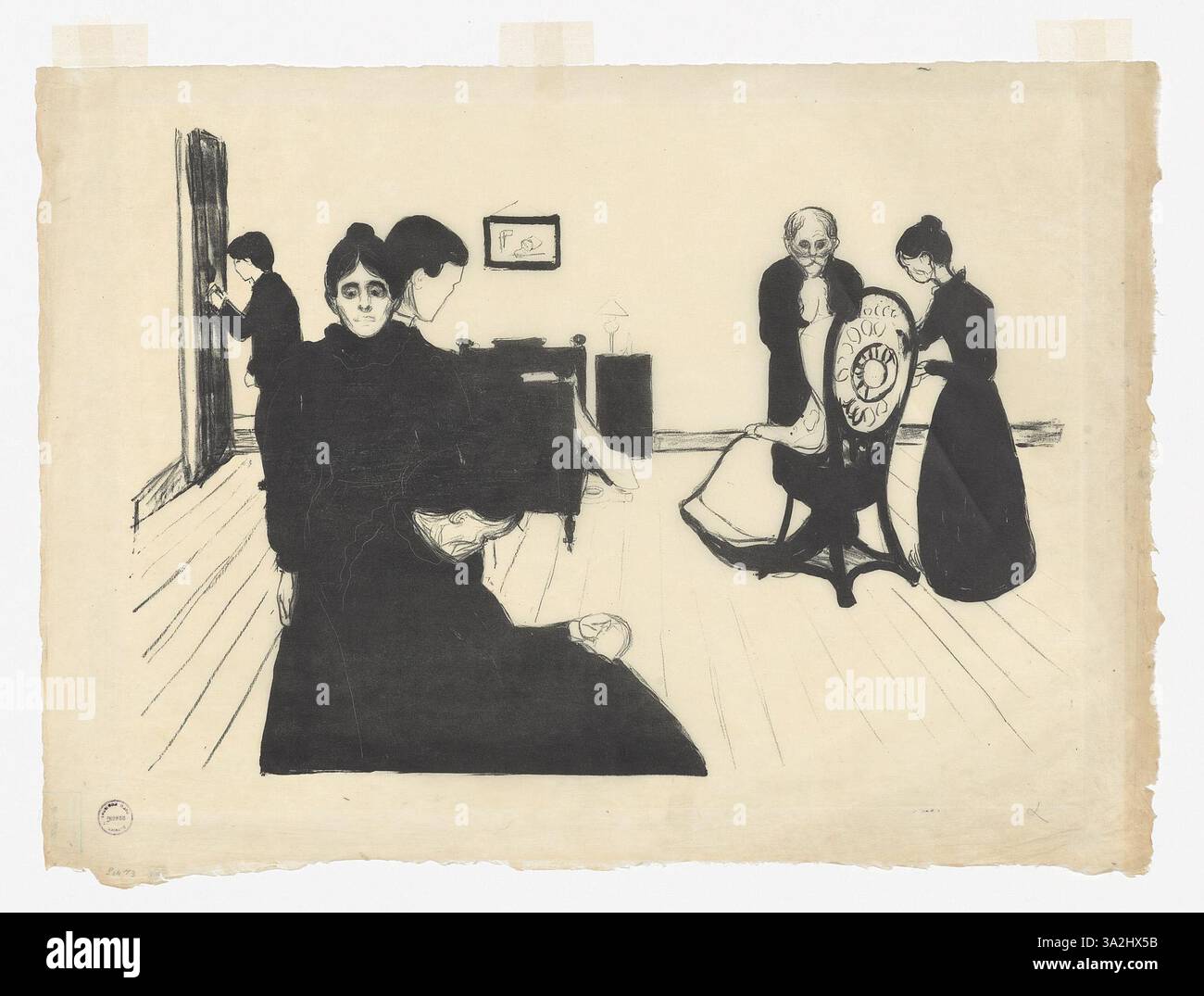 In this work, Munch portrays the quiet grief in a sickroom, with ...
