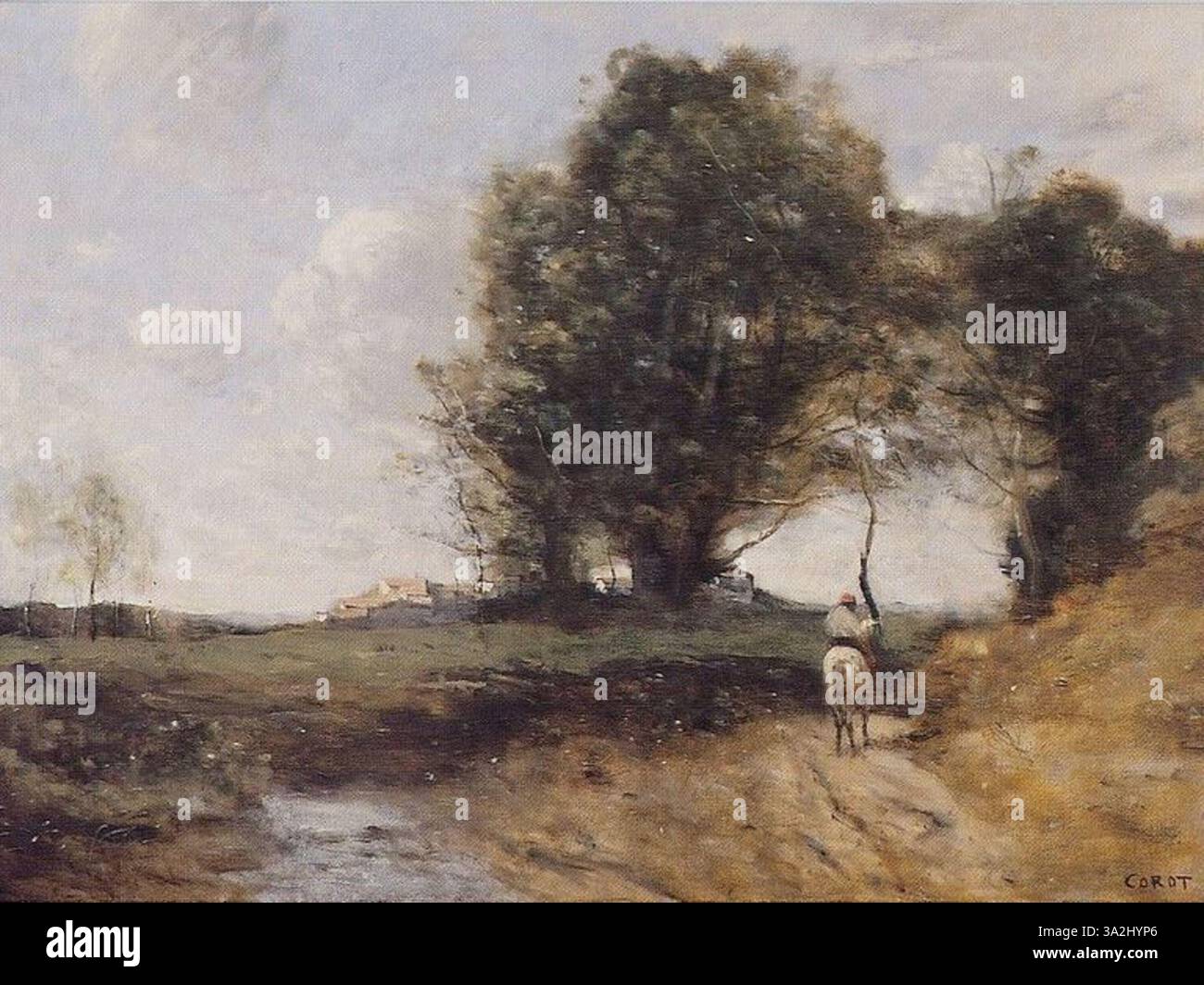 This painting, 'Landscape with horseman' from 1872, portrays a lone ...