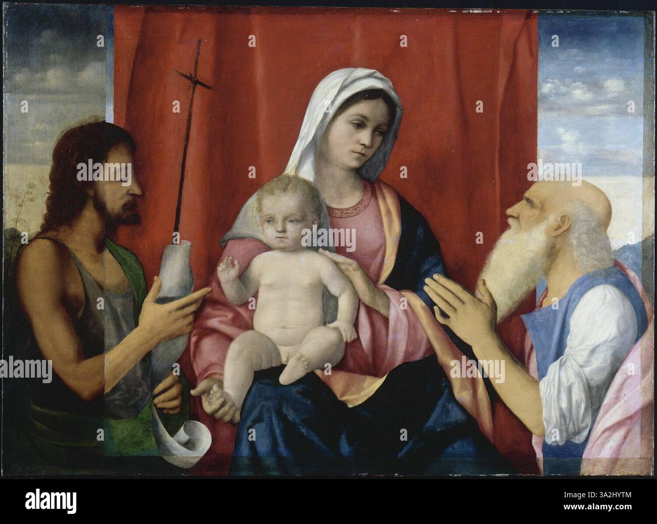 This painting, from Bellini’s school, depicts the Virgin and Child ...