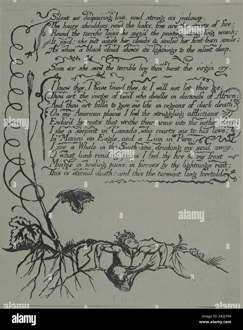 This artwork by William Blake depicts a visionary scene, combining ...