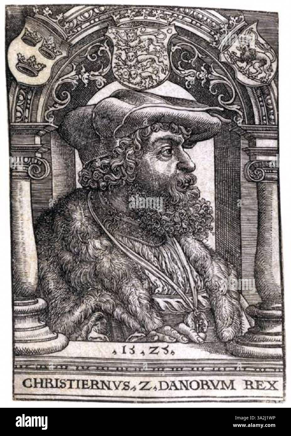 A woodcut portrait of King Christian II of Denmark by Jan Gossaert from ...