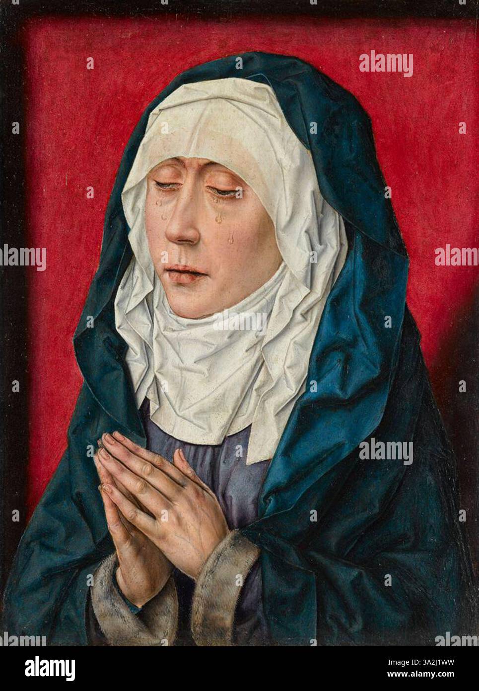 Aelbrecht Bouts’ painting portrays the grieving Virgin Mary in prayer, mourning the death of ...