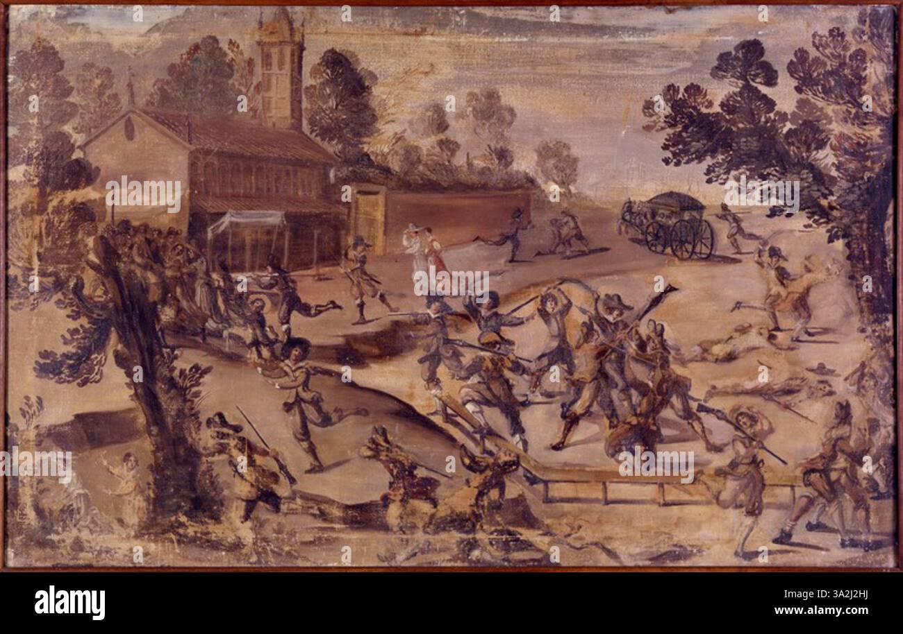 This 1615-1620 painting by Guercino depicts an armed assault at a ...