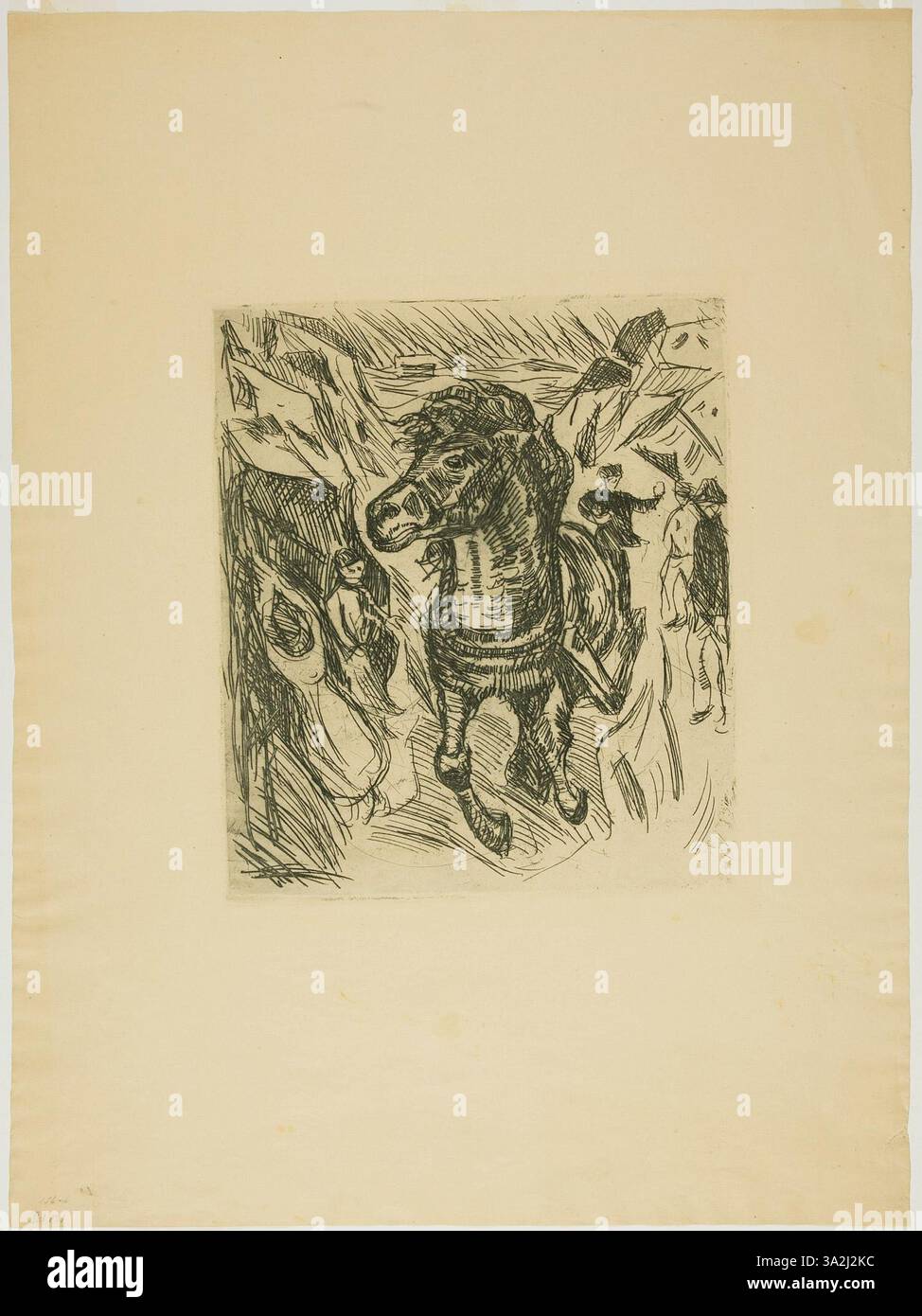 This painting by Edvard Munch depicts a dynamic image of a galloping ...