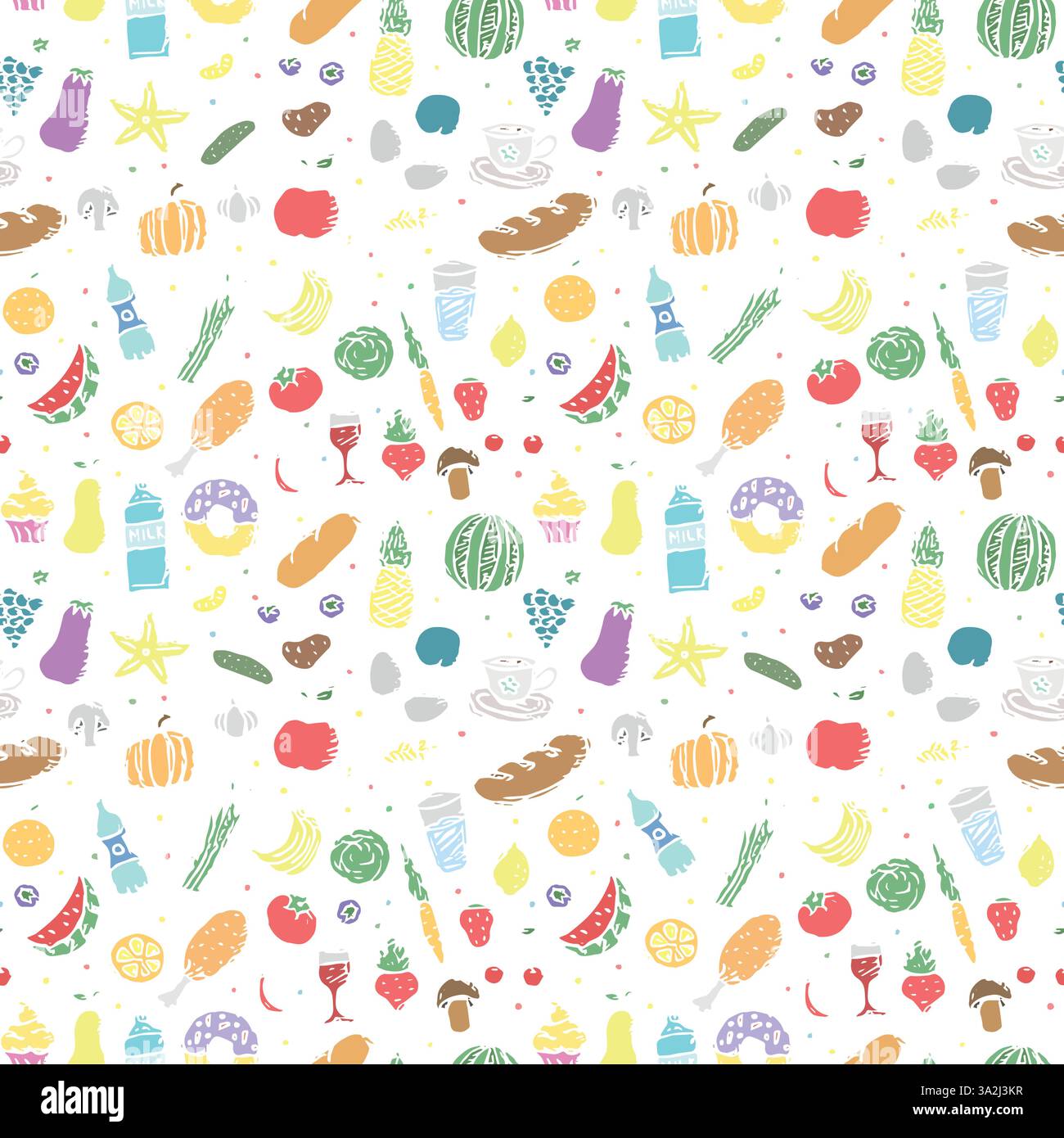 Seamless food pattern. Drawn doodle food background Stock Vector Image & Art - Alamy