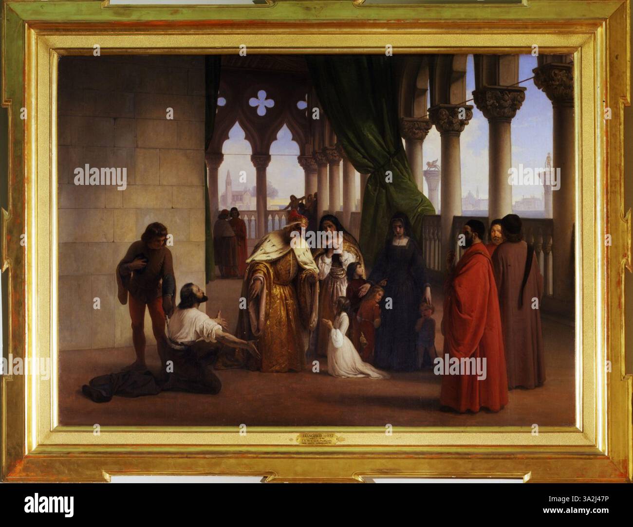 The painting 'The Two Foscari' by Francesco Hayez, created between 1852 ...