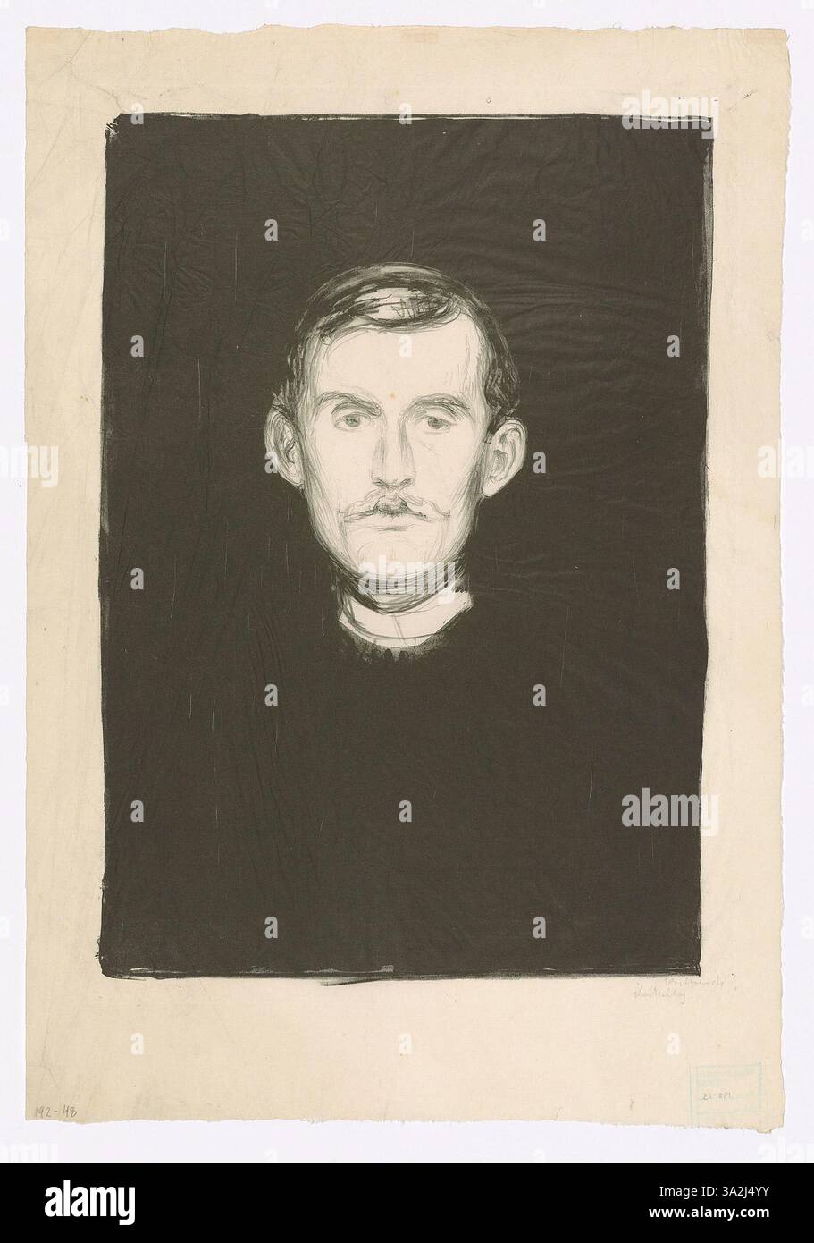 This self-portrait by Edvard Munch features the artist with angular ...