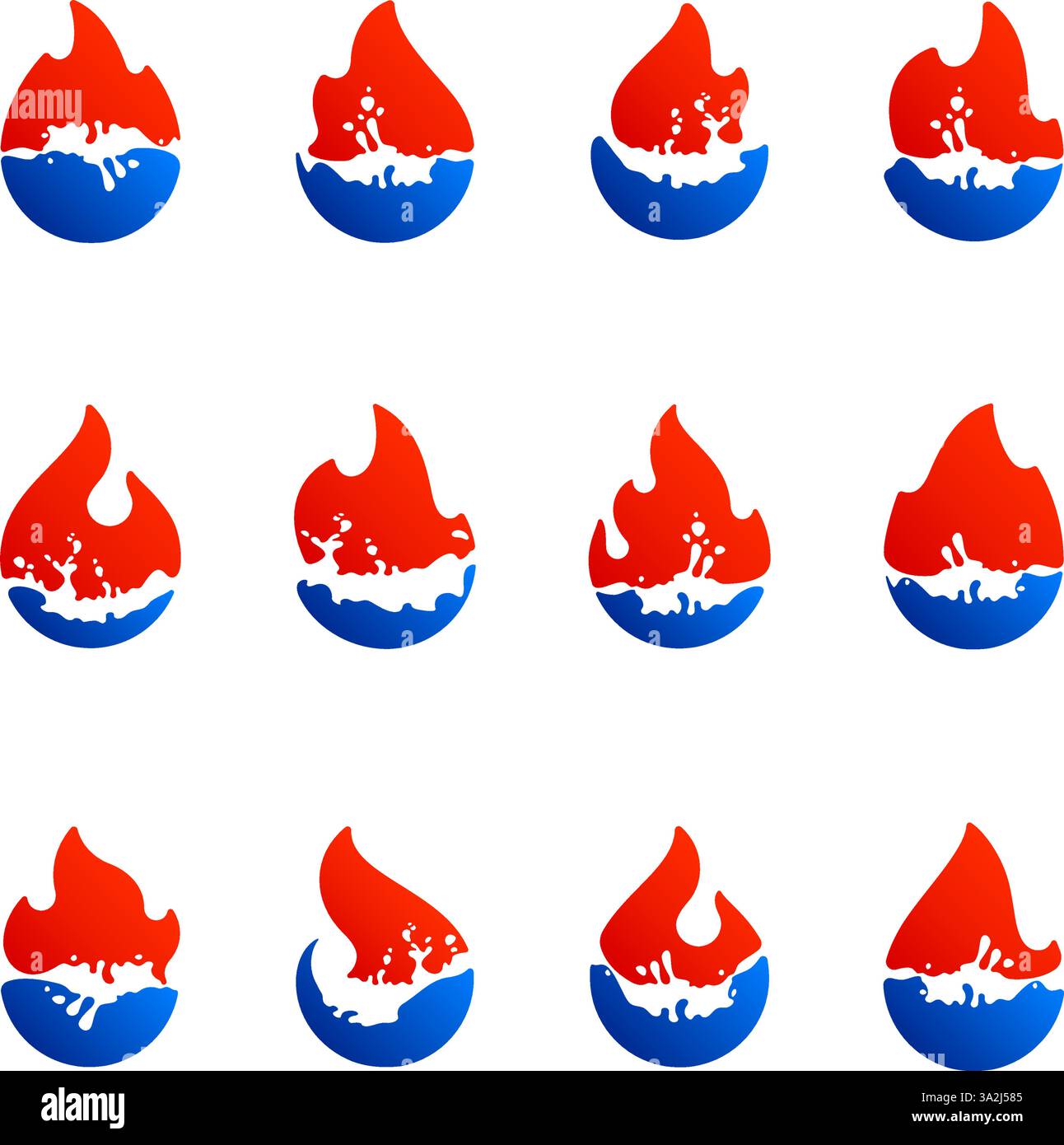 Hot fire flame set icons, symbols liquid water Stock Vector Image & Art ...