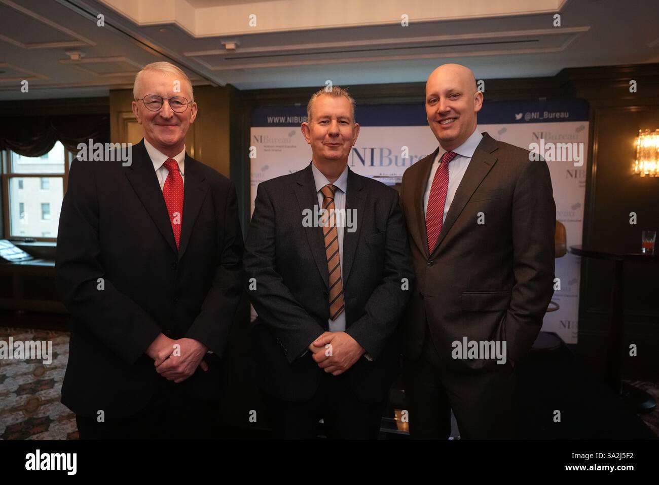 (left to right) Secretary of State for Northern Ireland Hilary Benn ...