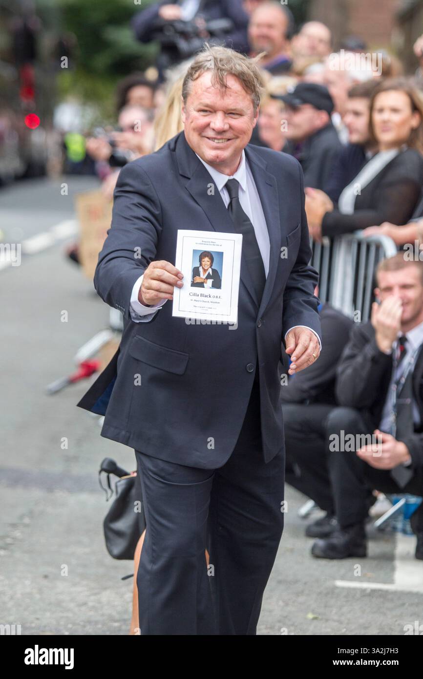 Ted Robbins attends Cilla Black's Funeral at St Mary's Church Woolton ...