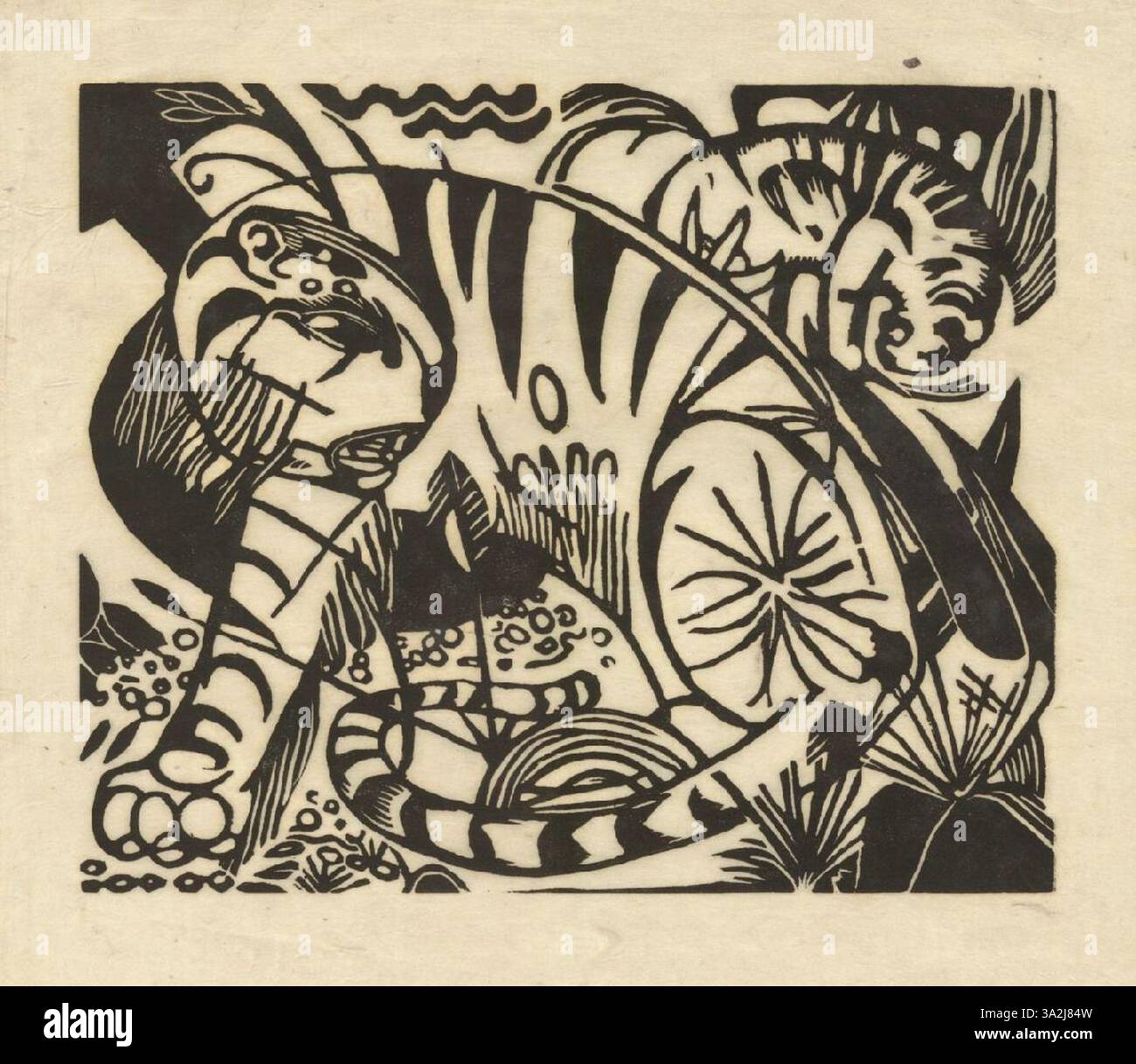 Tiger by Franz Marc depicts the raw power and grace of the animal in ...
