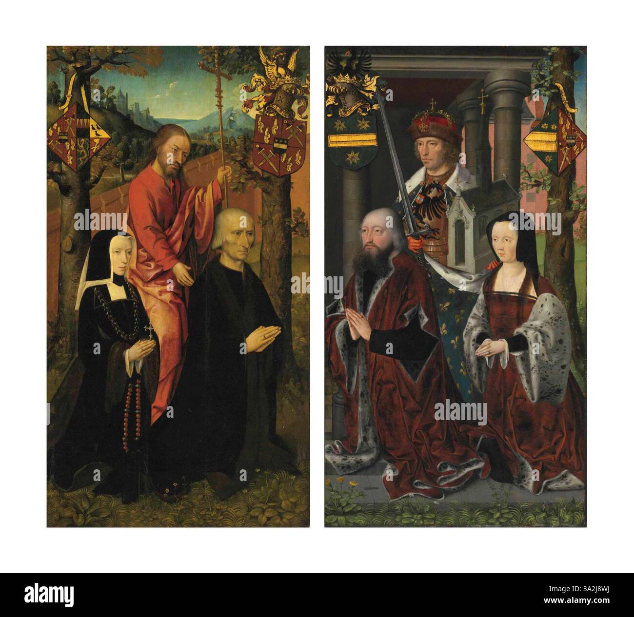 This altarpiece, attributed to the Master of the Legend of Saint Mary Magdalene, features two ...