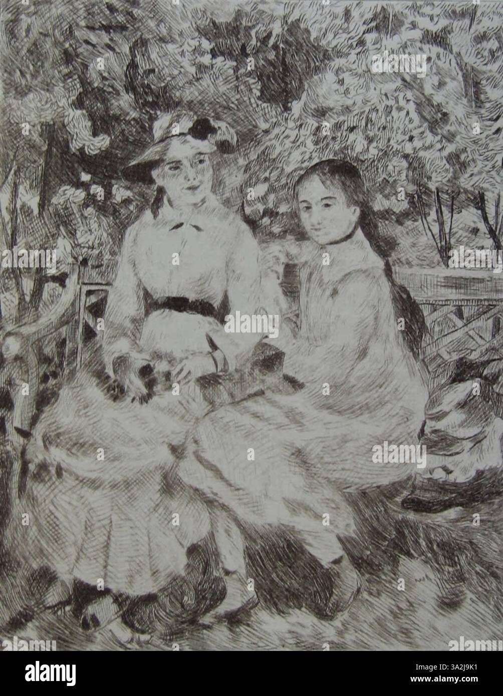 Marie Auguste Lauzet's etching 'The Daughters of Paul Durand-Ruel' from ...