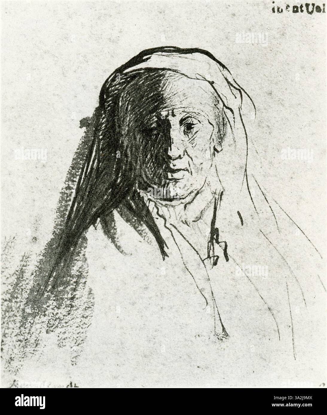 'Benesch 0055' is a finely executed portrait by Rembrandt, using ...