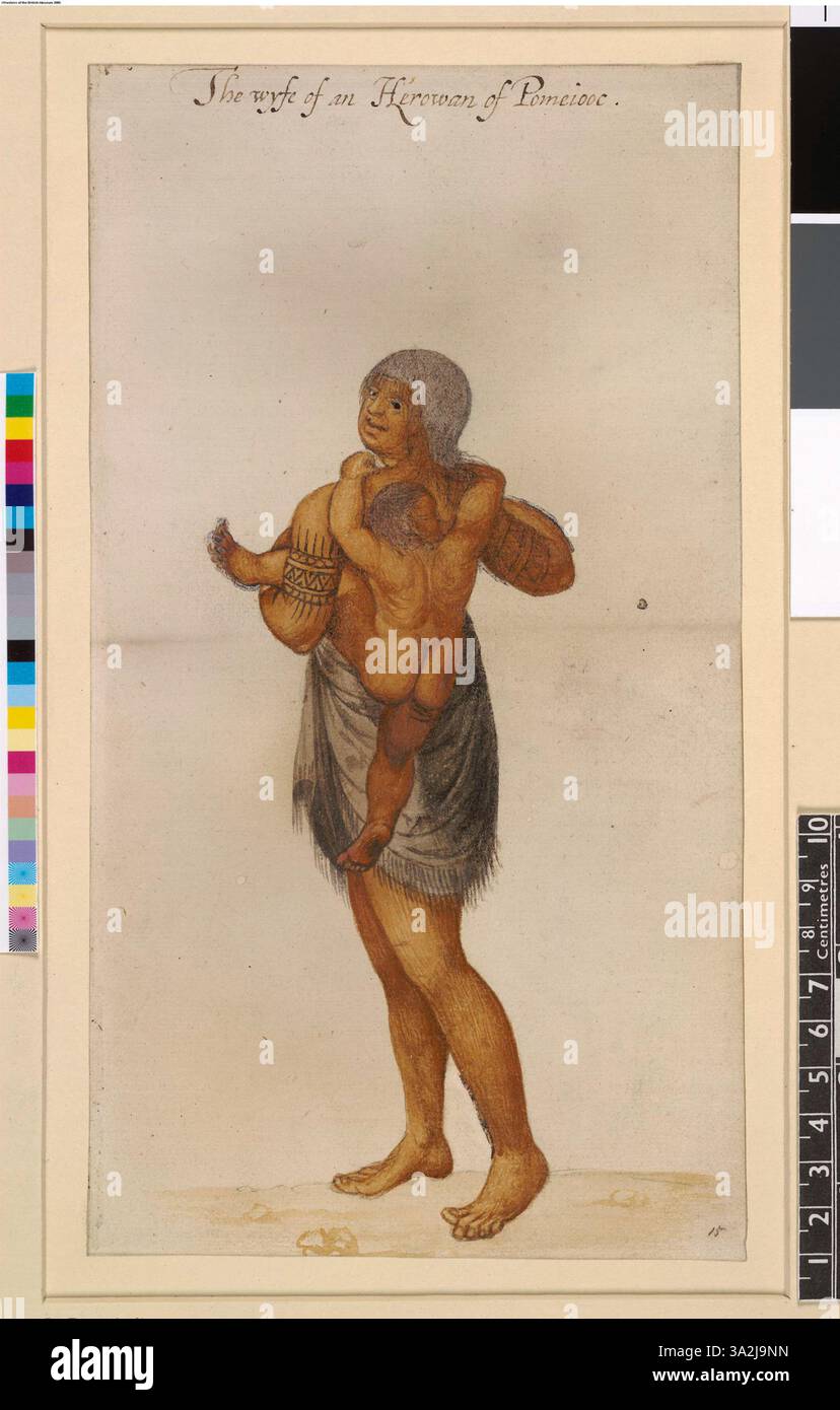 In this 1906 illustration, John White portrays the wife of a 'werowance ...