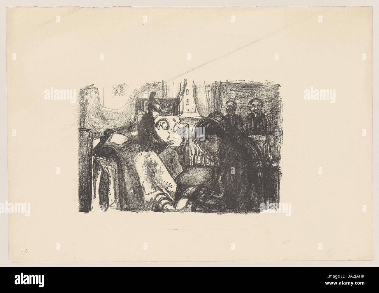 'The Death of the Bohemian' by Edvard Munch depicts a dramatic ...