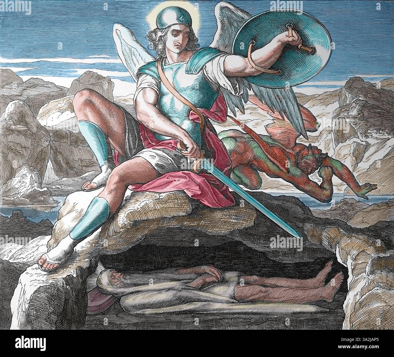 Bible. The death of Moses. MIchael and Saran disputing thte body of ...