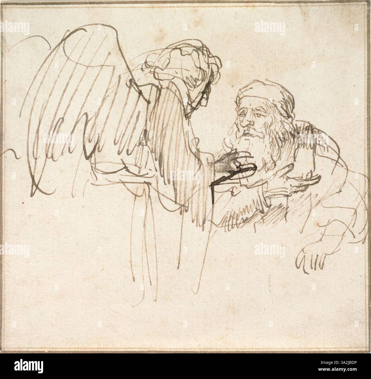 This scene portrays the biblical story of Zacharias and the Angel, a ...